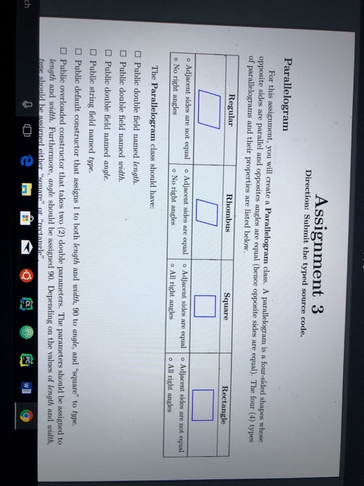 Assignment 3 Direction: Submit the typed source code. | Chegg.com