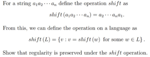 Solved For a string a1a2⋯an define the operation shift as | Chegg.com