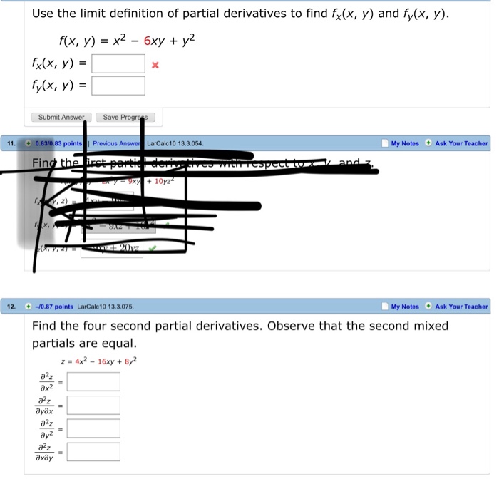 Solved Use the limit definition of partial derivatives to | Chegg.com