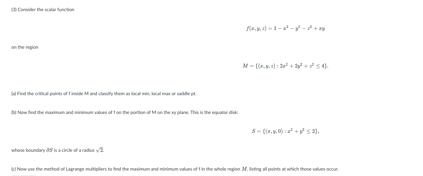 Solved (3) Consider the scalar function | Chegg.com