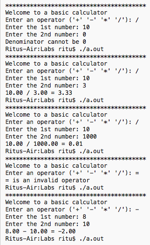 Solved ANSWER IN C PROGRAM Four function calculator Using | Chegg.com