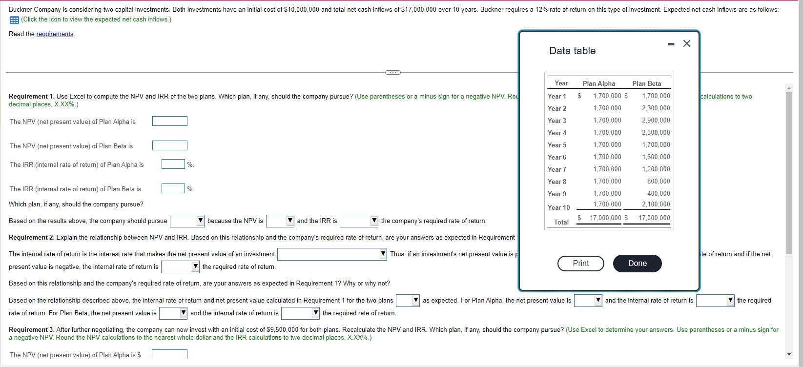 (Click the icon to view the expected net cash | Chegg.com