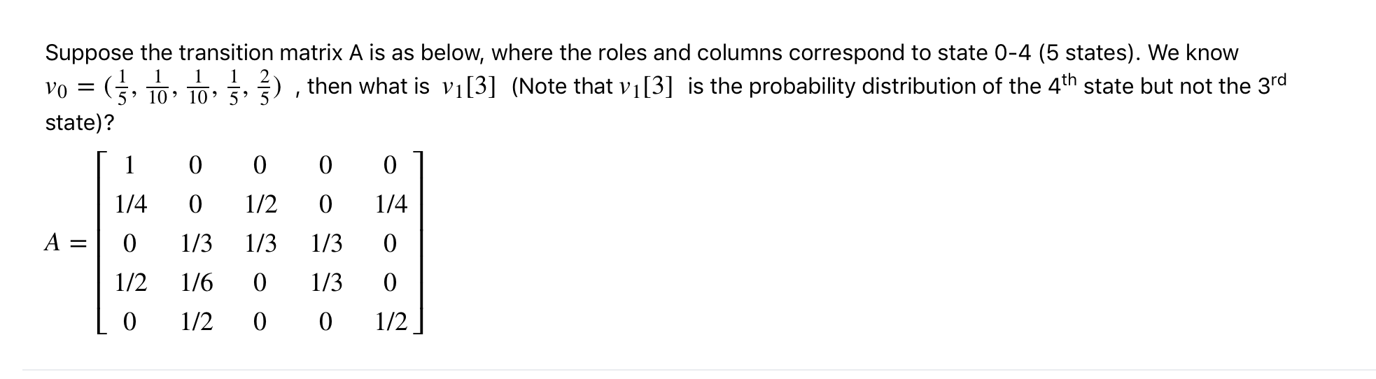 Solved Suppose the transition matrix A is as below, where | Chegg.com