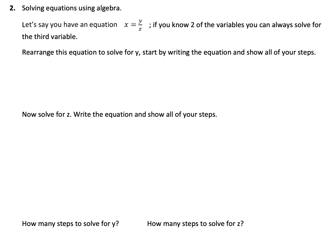 Solved 2. Solving equations using algebra. =/; if you know 2 | Chegg.com