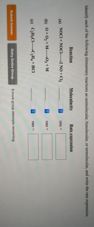 Solved Identify each of the following elementary reactions | Chegg.com