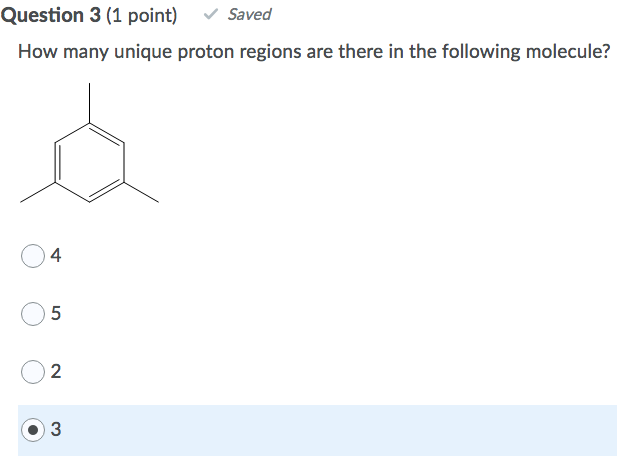 Solved Question 2 (1 point) Saved How many unique proton | Chegg.com