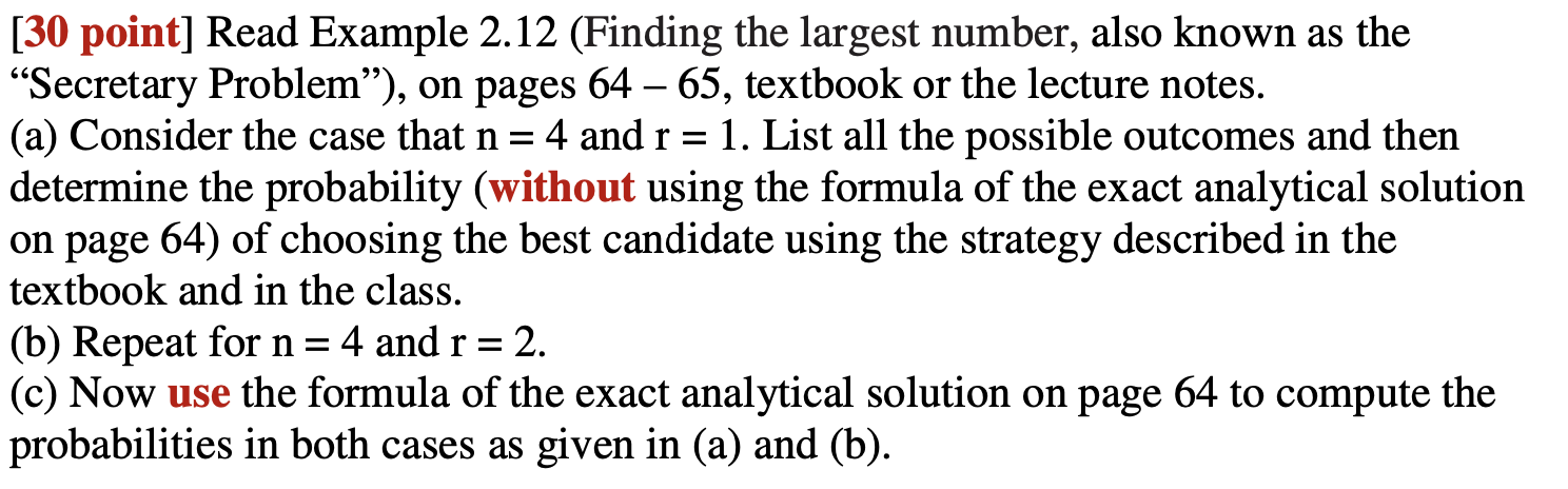 Solved [30 point] Read Example 2.12 (Finding the largest | Chegg.com