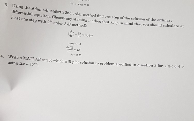 Solved 3. Using the Adams-Bashforth 2nd order method find | Chegg.com