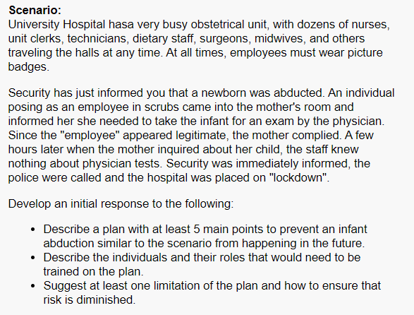 Solved Scenario: University Hospital hasa very busy | Chegg.com