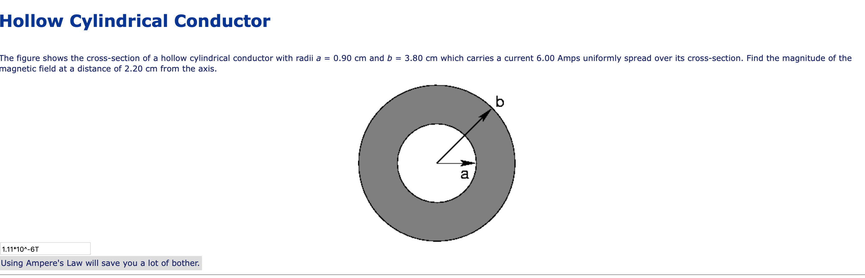 Solved Hollow Cylindrical Conductor The figure shows the | Chegg.com