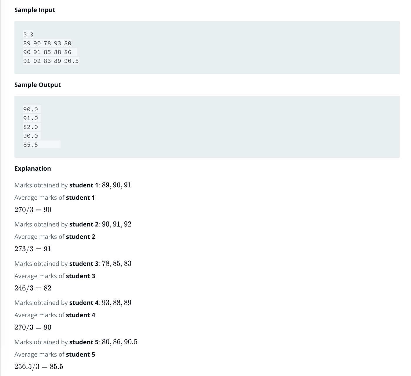 Solved Sample Input 53899091909192788583938889808690.5 53 | Chegg.com