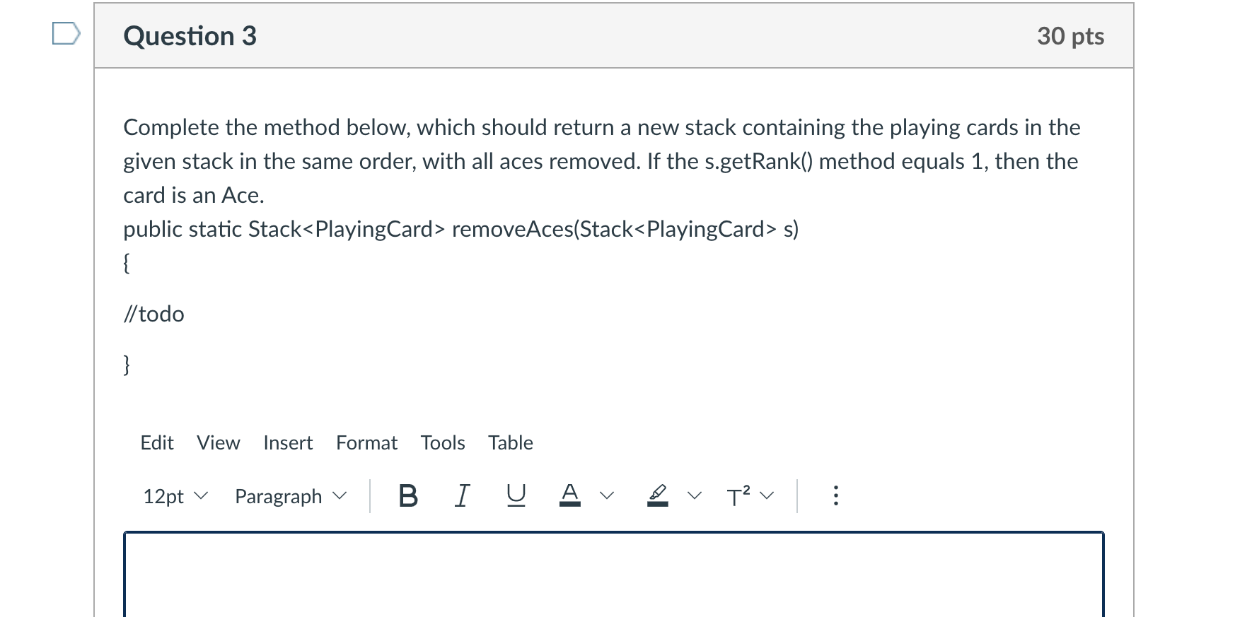 Solved Complete the method below, which should return a new | Chegg.com