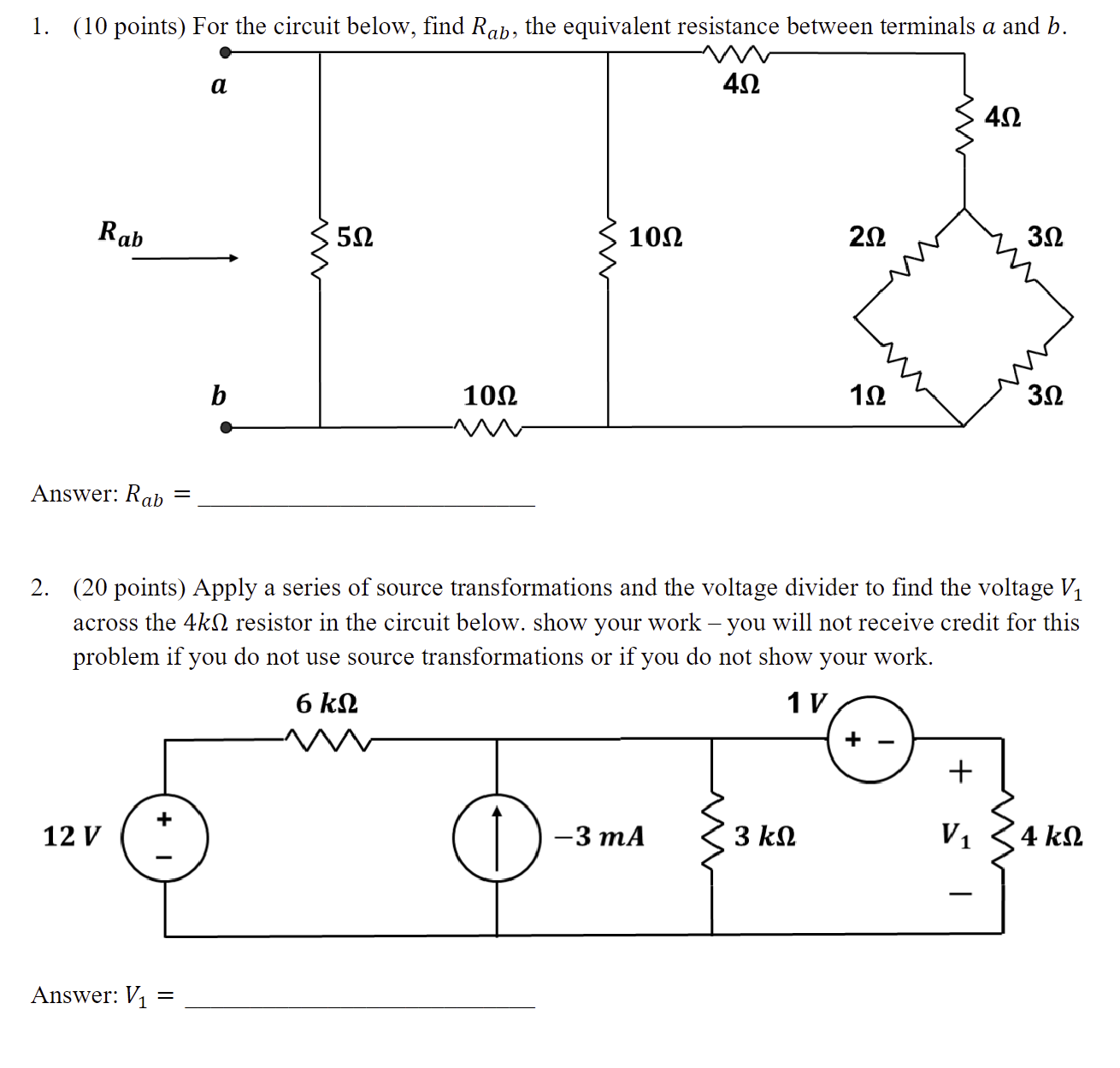 Solved Answer: Kab=2. (20 ﻿points) ﻿Apply a series of source | Chegg.com