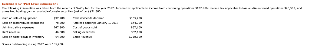 Solved Exercise 4-17 (Part Level Submission) The following | Chegg.com