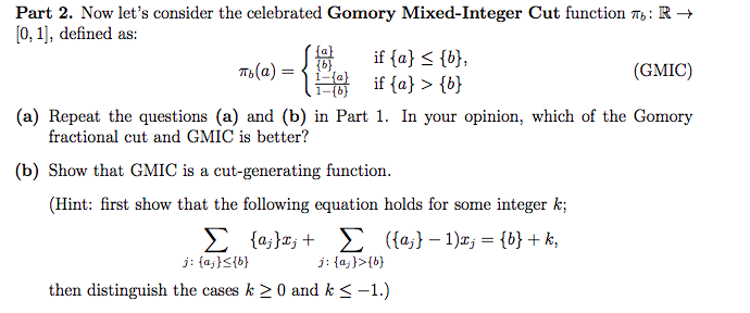 Problem On Cut Generating Functions In This Problem