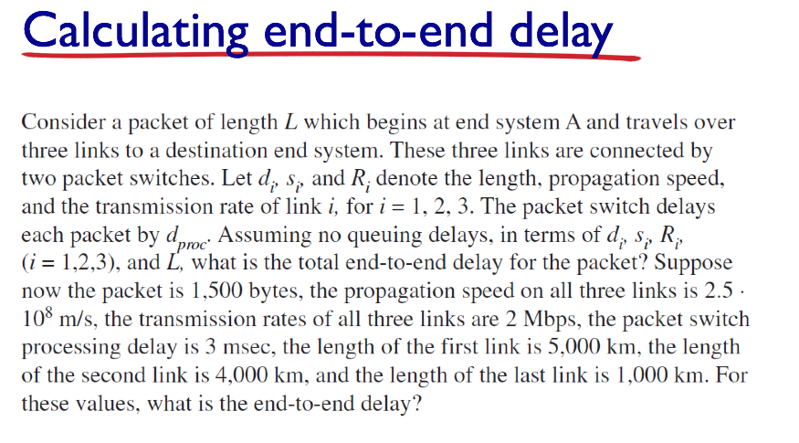 Calculating end-to-end delay Consider a packet of | Chegg.com