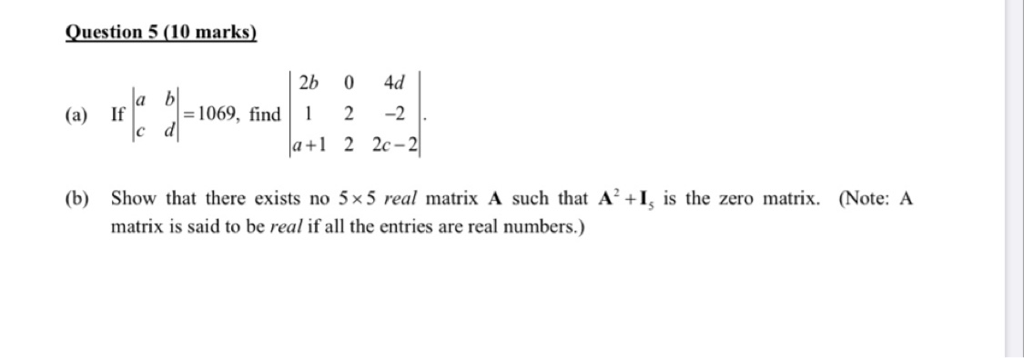 Solved Question 5 (10 marks 26 0 4d (a) 1 = 1069, find 2 -2 | Chegg.com