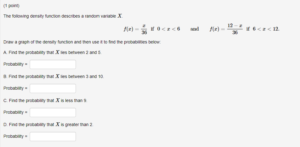 Solved The following density function describes a random | Chegg.com