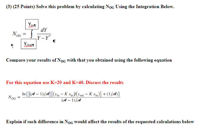 Solved (3) (25 Points) Solve this problem by calculating NoG | Chegg.com