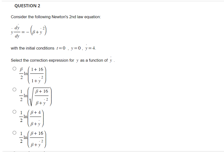 Solved Consider the following Newton's 2nd law equation: | Chegg.com