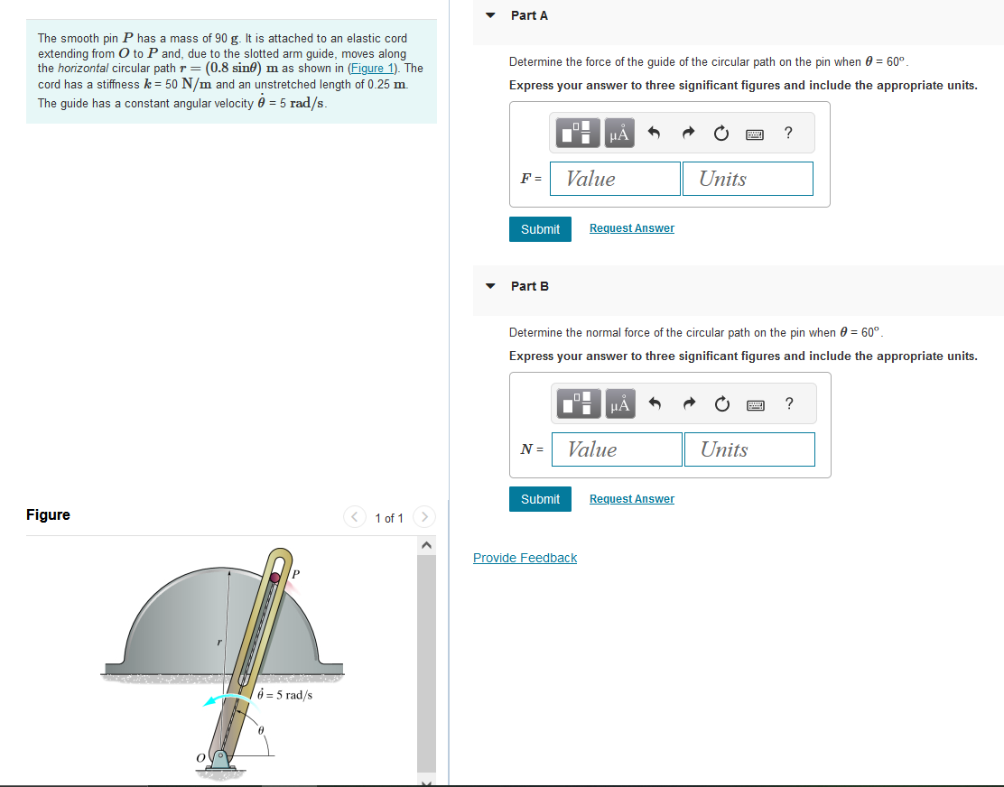 Solved The smooth pin P has a mass of 90 g. It is attached | Chegg.com