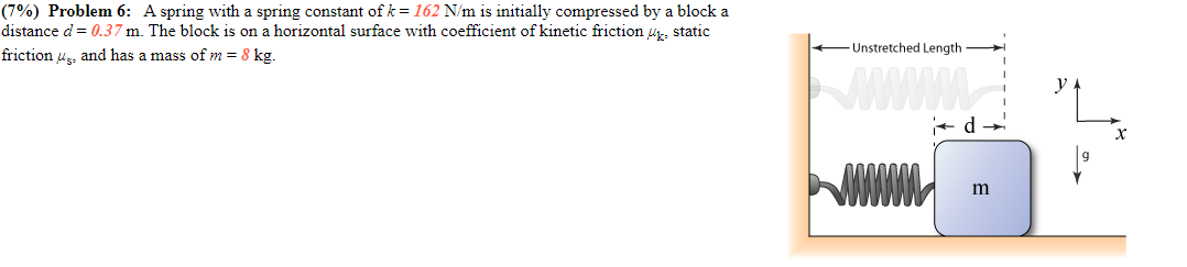 Solved (7\%) Problem 6: A spring with a spring constant of | Chegg.com