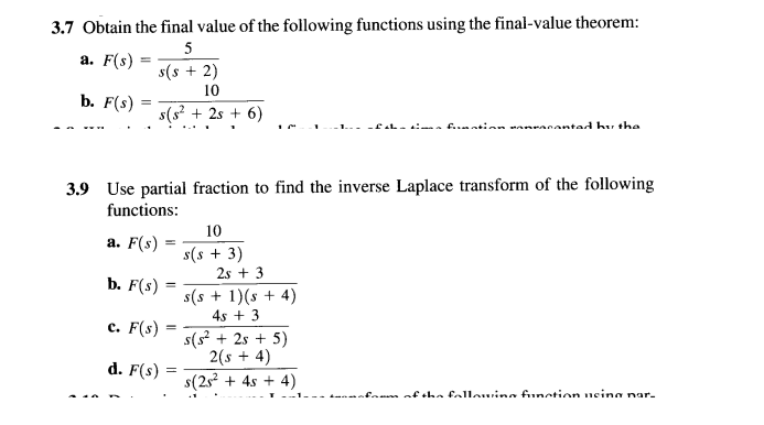 Solved 37 Obtain The Final Value Of The Following Functions 