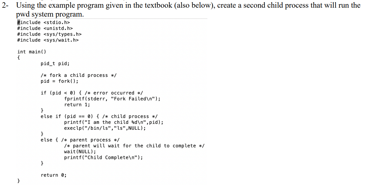 Solved USING LINUX, CREATE A SECOND CHILD PROCESS THAT WILL | Chegg.com