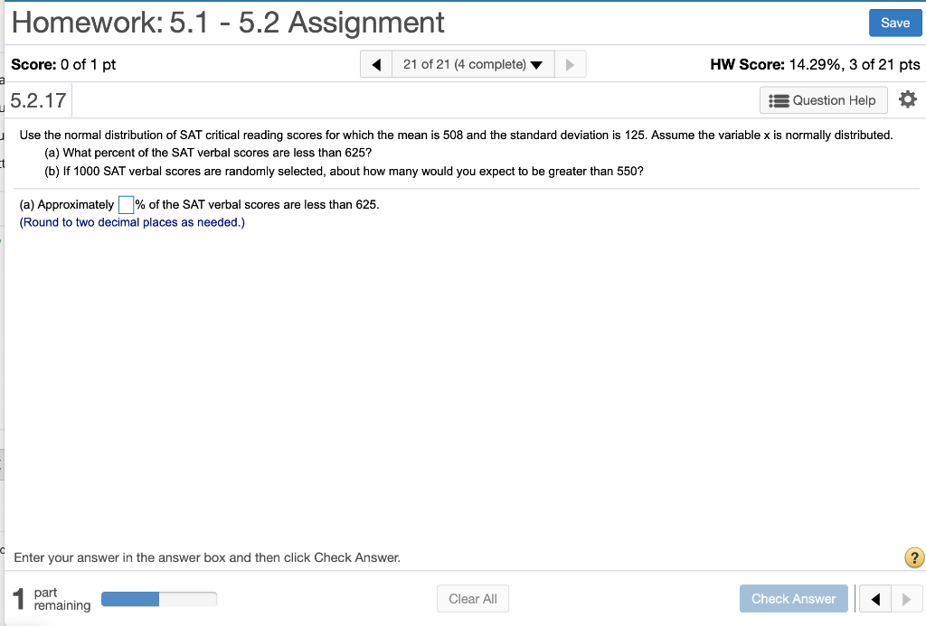 Solved Homework 5 1 5 2 Assignment Save Score 0 Of 1 Pt