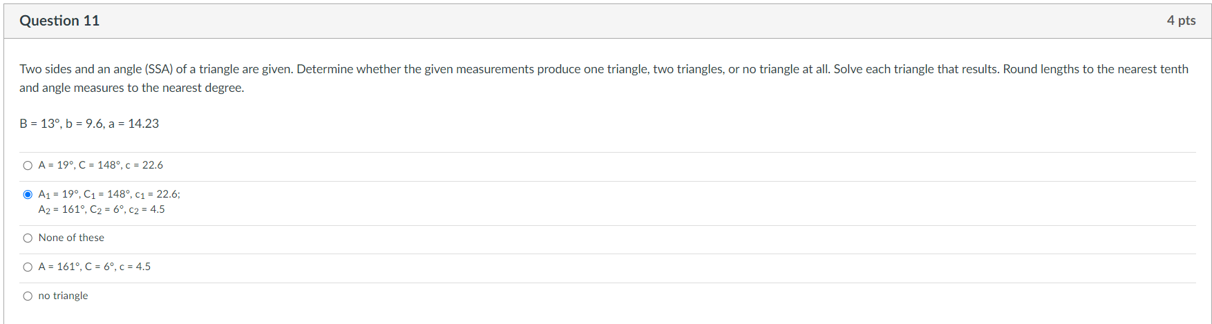 Solved Question 11Question 114 ﻿ptsand angle measures to the | Chegg.com