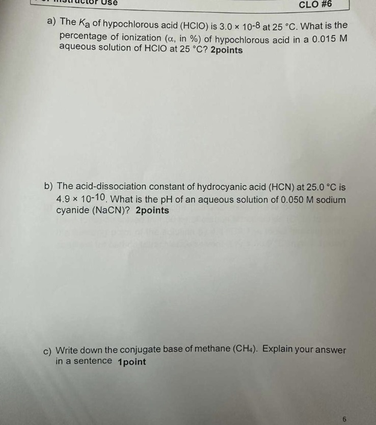 Solved a) ﻿The Ka ﻿of hypochlorous acid (HClO) ﻿is 3.0×10-8 | Chegg.com