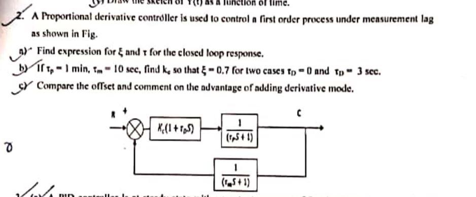 Solved Function of time. )* A Proportional derivative | Chegg.com