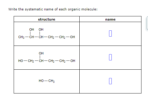 Solved Write the systematic name of each organic molecule: | Chegg.com