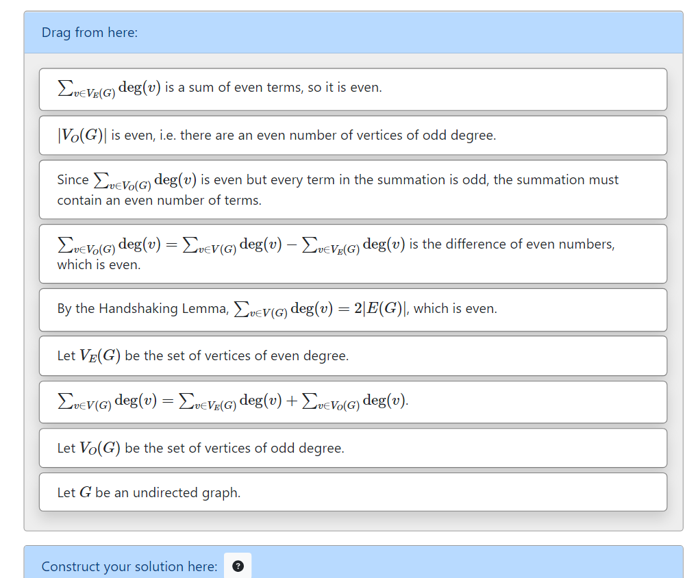 Solved For a vertex v, let deg⁡(v) denote its degree. Drag | Chegg.com