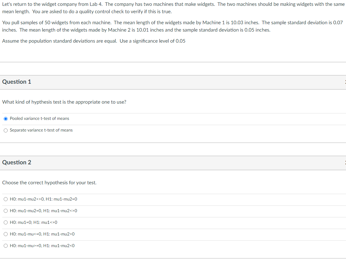 Solved Let's return to the widget company from Lab 4. The | Chegg.com