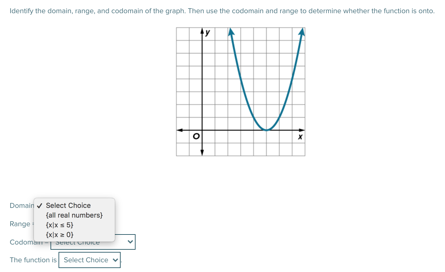 Solved Select The Domain And Range Of The Graph In 