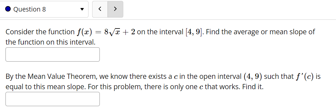 Solved Consider the function f(x)=8x+2 on the interval | Chegg.com