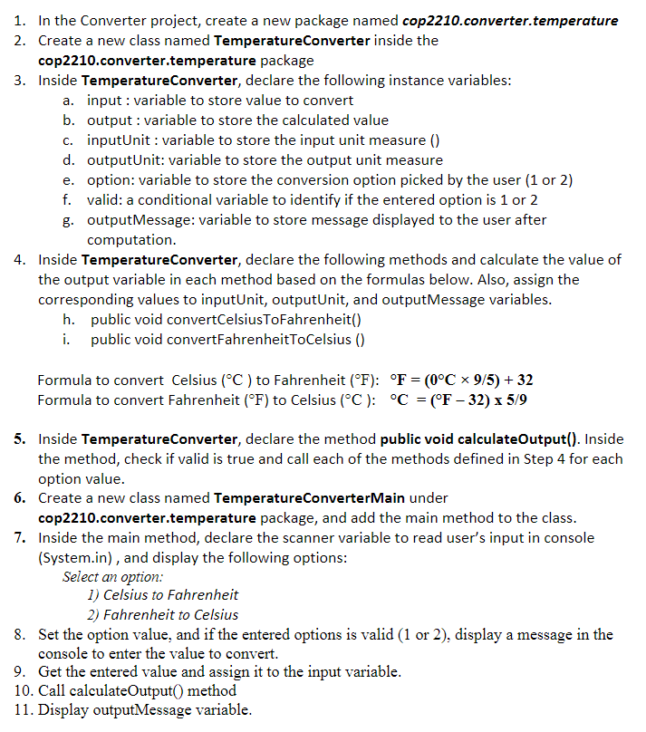 Solved 1. In the Converter project, create a new package | Chegg.com