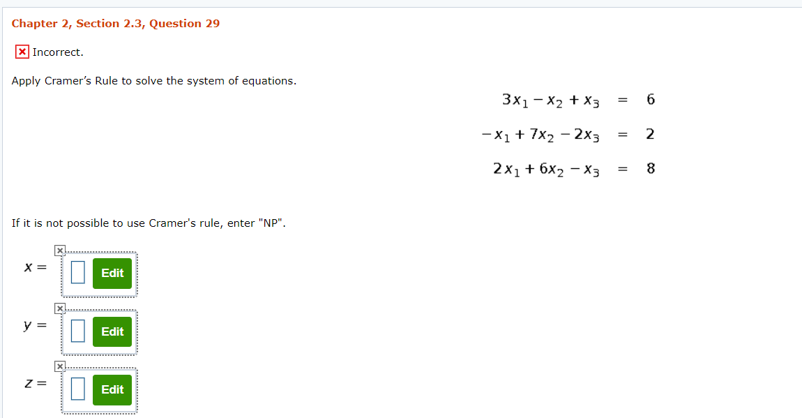 Solved Chapter 2, Section 2.3, Question 29 X Incorrect. | Chegg.com
