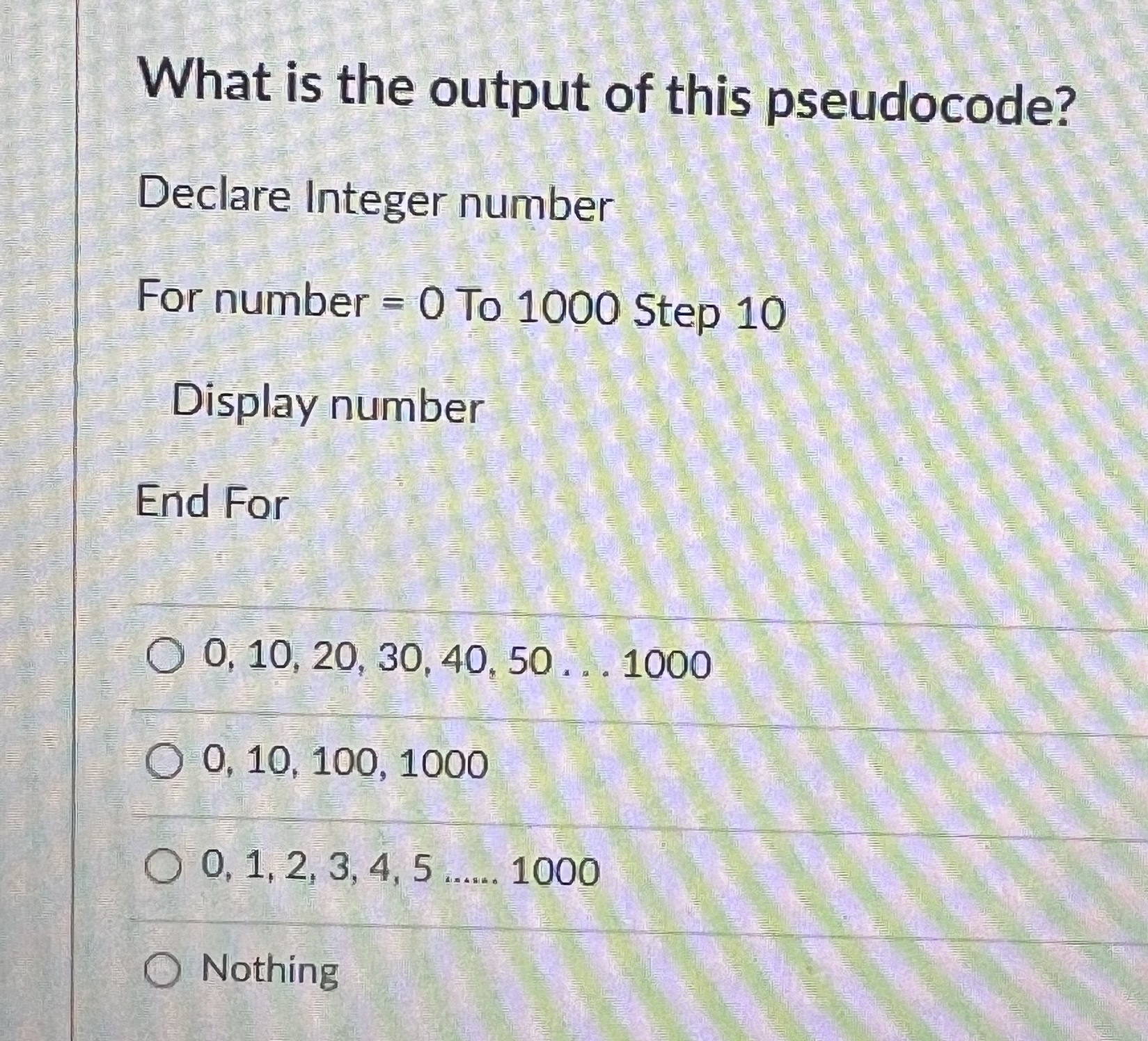 Solved What Is The Output Of This Pseudocode Declare 0727