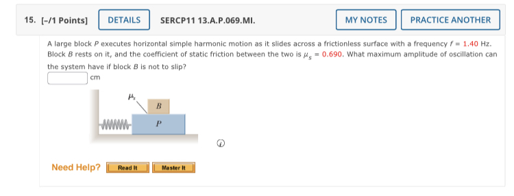 Solved A large block P executes horizontal simple harmonic | Chegg.com