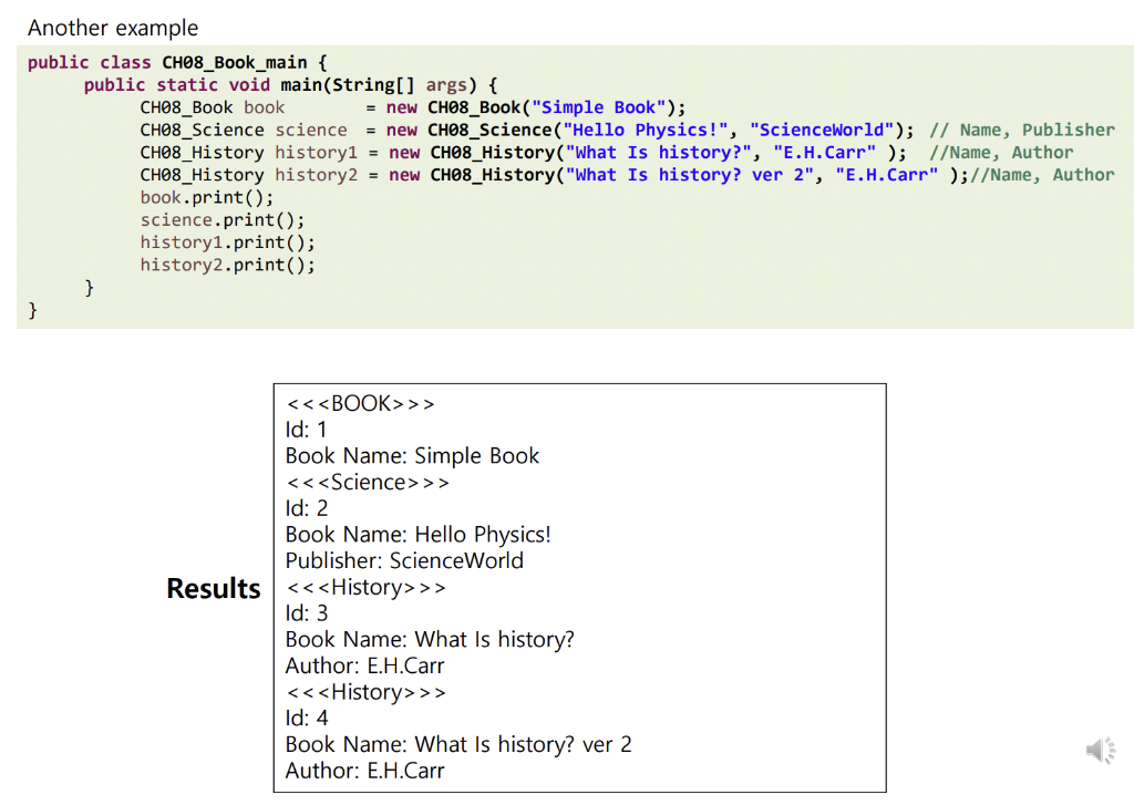 Solved Design classes "CH08_Book.java, CH08_History.java, | Chegg.com