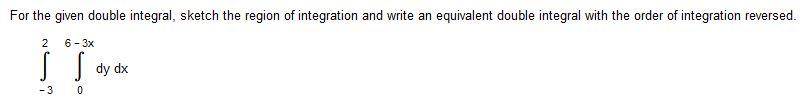 Solved For the given double integral, sketch the region of | Chegg.com