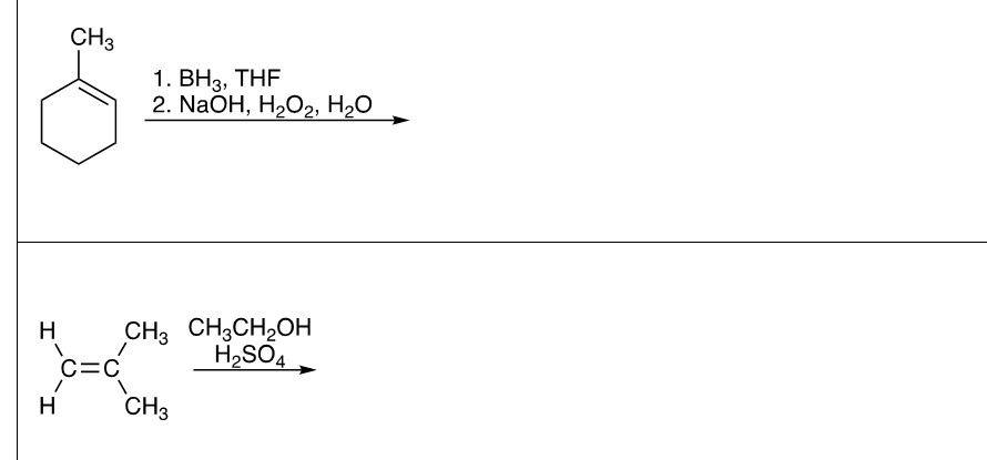 Solved CH3 1. BH3, THE 2. NaOH, H2O2, H2O H CH3 CH3CH2OH | Chegg.com