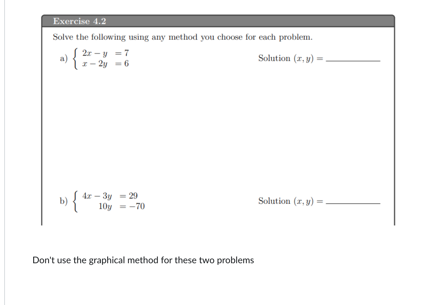 Solved Solve the following using any method you choose for | Chegg.com
