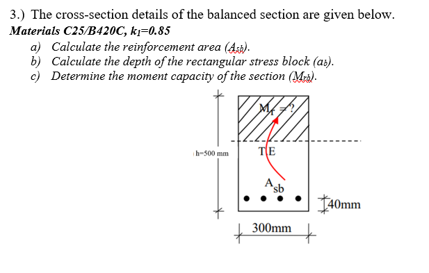 Solved 3.) ﻿The cross-section details of the balanced | Chegg.com
