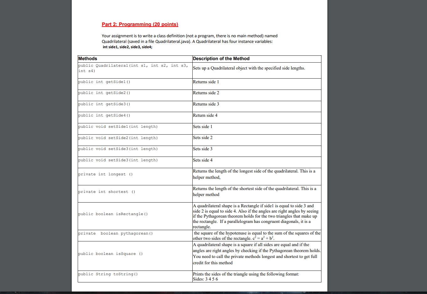 Part 2: Programming (20 points) Your assignment is to | Chegg.com