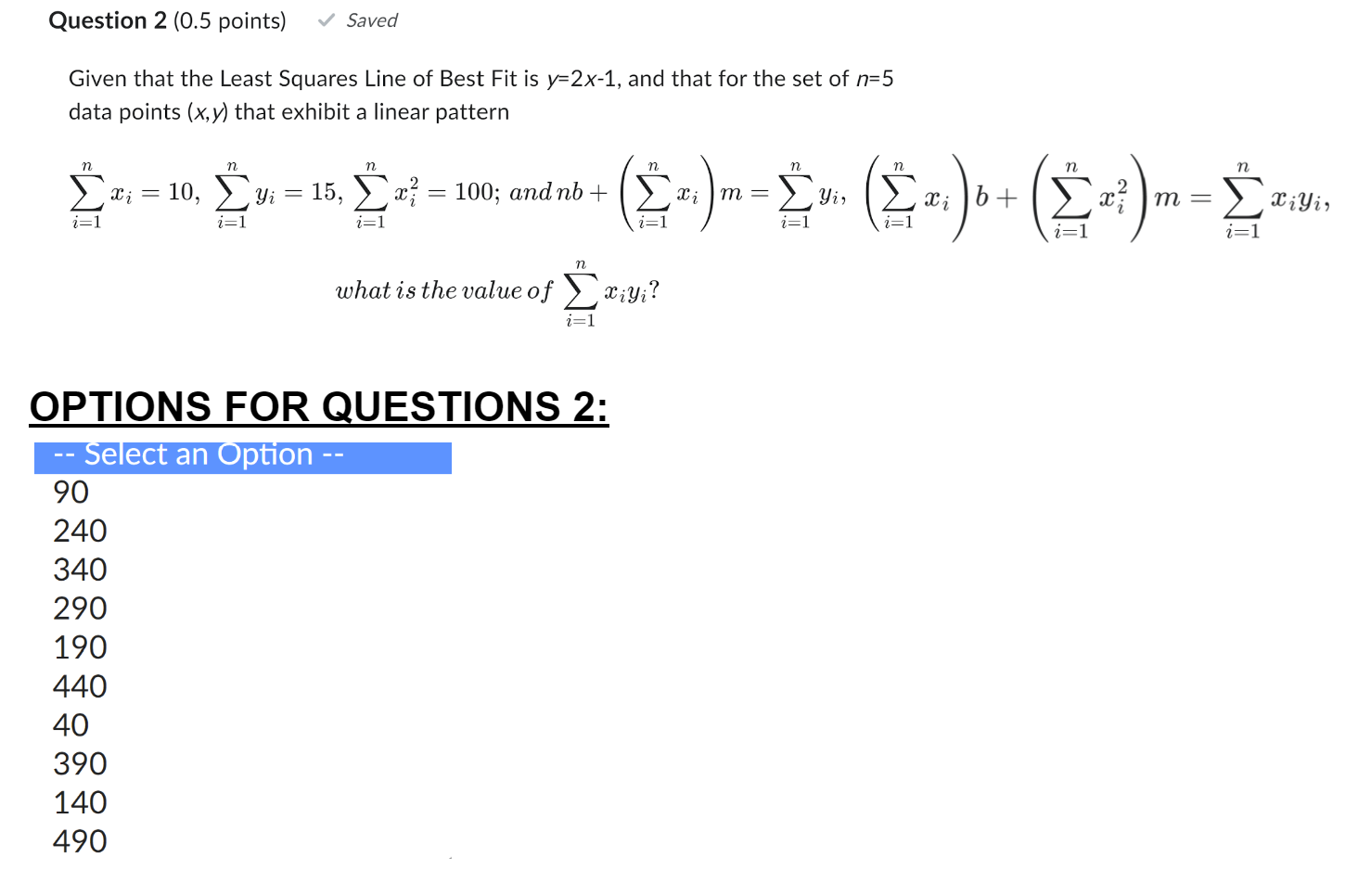 Solved Given that the Least Squares Line of Best Fit is | Chegg.com