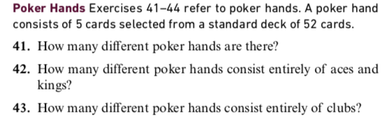 Solved Poker Hands Exercises 41-44 refer to poker hands. A | Chegg.com