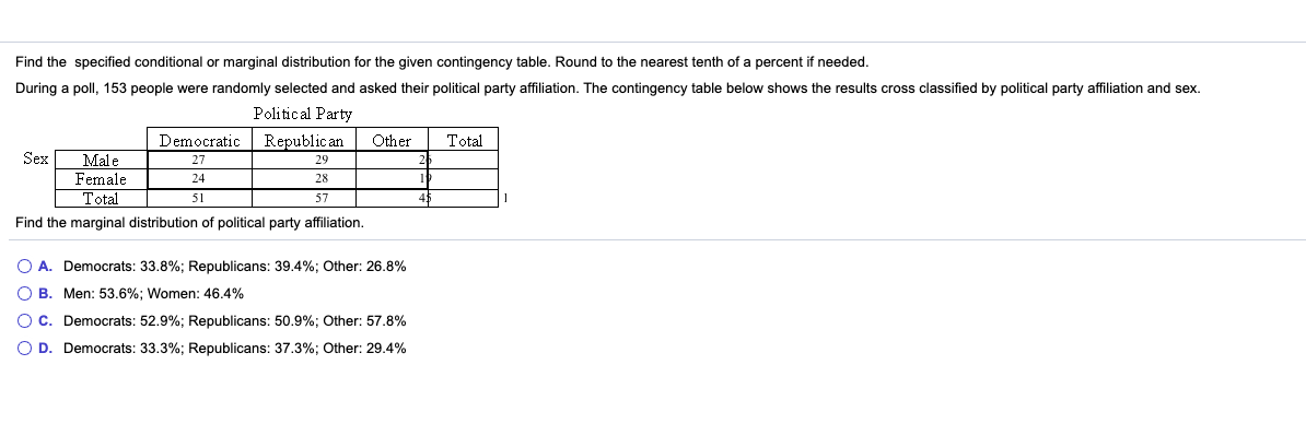 Solved Find the specified conditional or marginal | Chegg.com